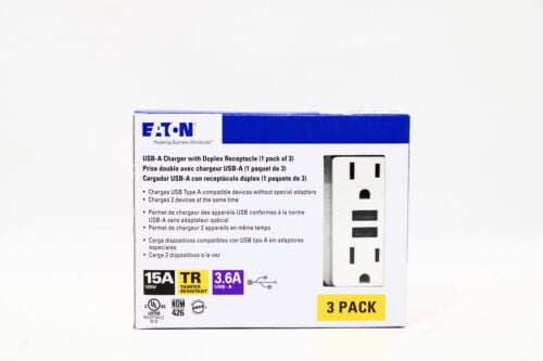 Eaton USB-A charger with Duplex Receptacle TR7765W-3-LW - Walmart.com