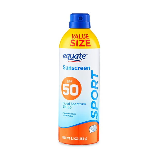 Equate Sport Broad Spectrum Sunscreen Spray Value Size, SPF 50, 9.1 oz ...