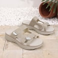 Crunowin Women's Wedge Open Toe Thong Sandals, Solid Color Beach Style ...