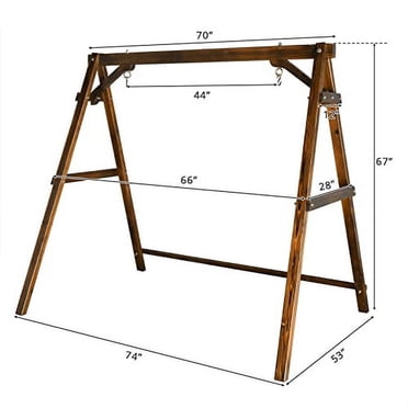 Winado Outdoor Yard Swing Frame, A-Frame Wooden Porch Swing Stand ...