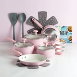 Tasty Clean Ceramic 16 Piece Non-Stick Aluminum Cookware Set, Pink - Walmart.com