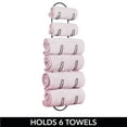 mDesign Bathroom Wall Mount Towel Rack with 6 Compartments - Black ...