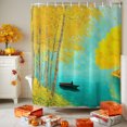 Bathroom Shower Curtain Rustic Rowing Boat Turquoise Lake Waterproof ...