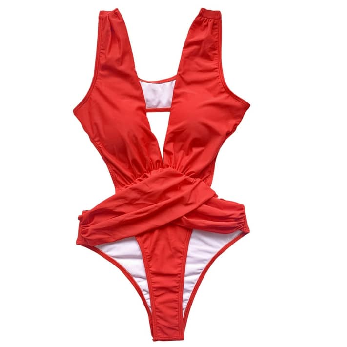 Gubotare Swimsuit Women One Piece Sexy Tie Criss Cross Plunge One Piece