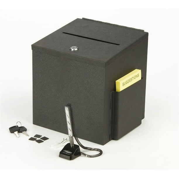 Displays2go Metal Ballot Box, Comment Box with Locking Hinged Lid, Side ...