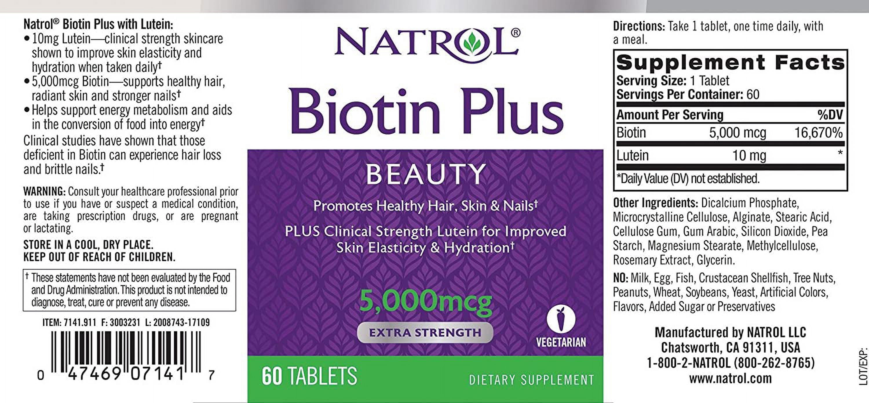 Natrol Biotin Plus With Lutein 60 Ct Walmartcom Spring Valley Kidney