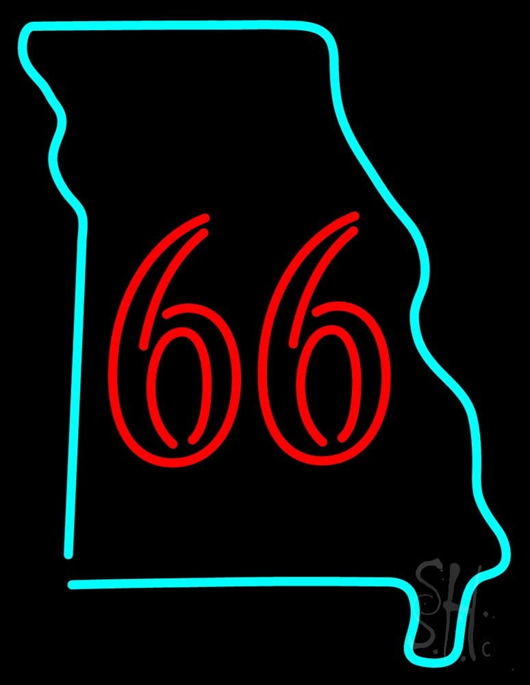 66 Route LED Neon Sign 19 x 15 - inches, Black Square Cut Acrylic ...