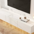 OXYLIFE Floating LED TV Stand, Wall Mounted Media Console with Drawers ...