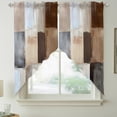 Abstract Color Block Swag Curtain Valance for Window 2 Panels Brown ...
