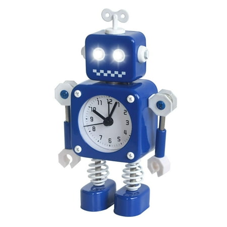 Robot Alarm Clock,Stainless Metal Non-Ticking Wake-up Clock with ...