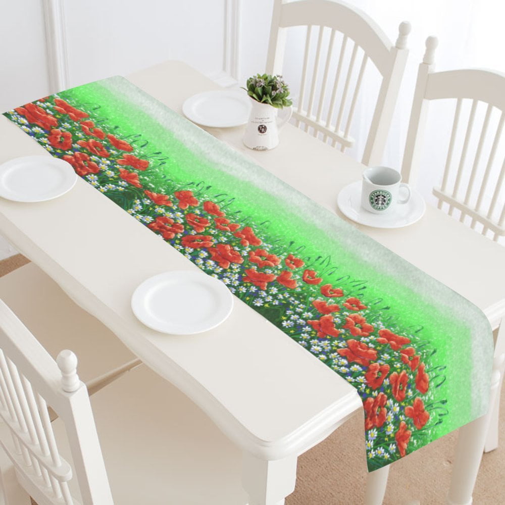 MYPOP Spring Red Poppy Floral Table Runner Placemat 16x72 inches ...