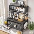 EnHomee Adjustable Microwave Stand with Storage Black Microwave Shelf ...