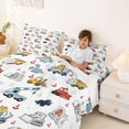Aikeke Cute Dinosaur Bed Sheets 4-Piece, Cartoon Construction Truck ...