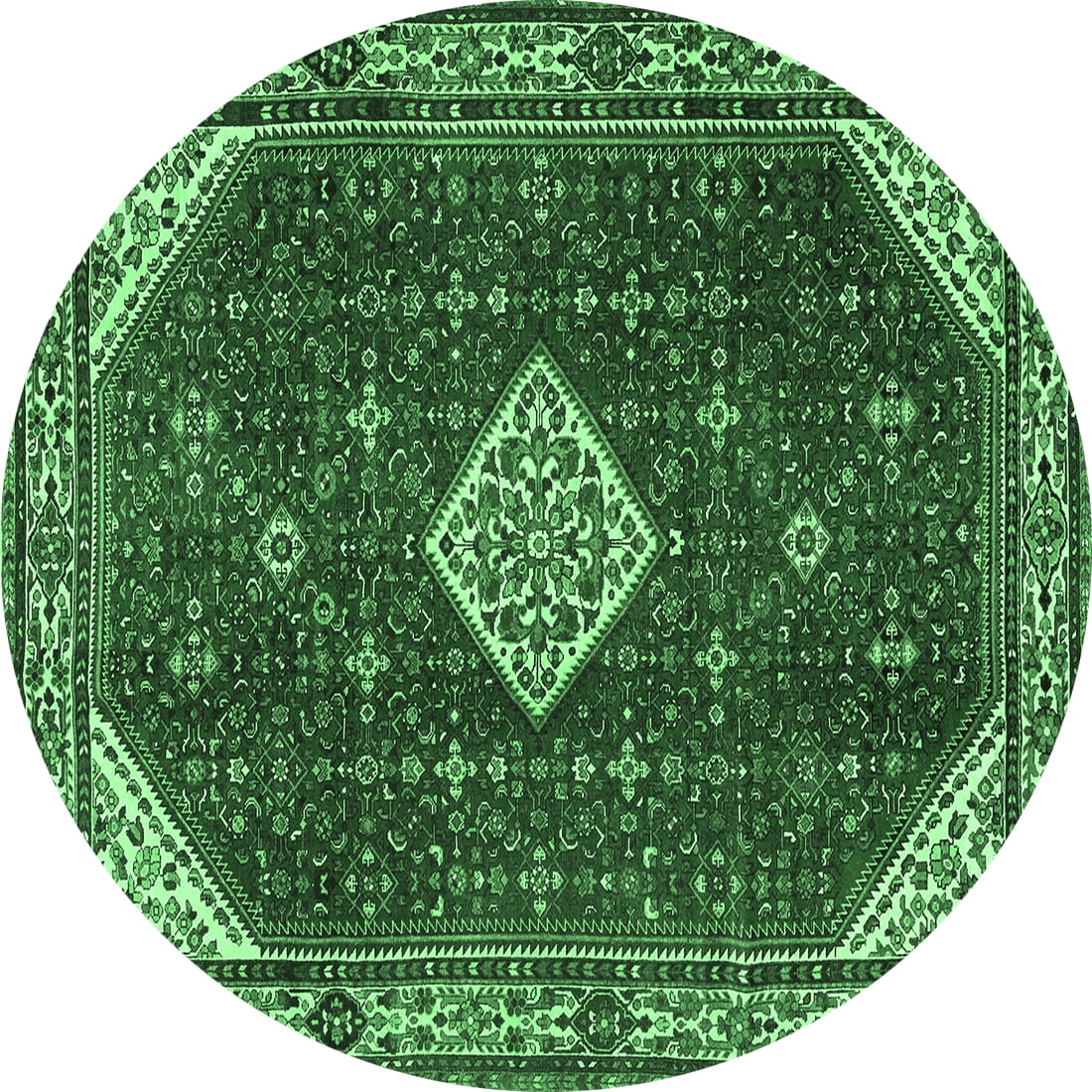Ahgly Company Indoor Round Medallion Emerald Green Traditional Area ...