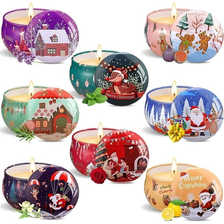 Scented Candle 8 Piece Gift Set, Christmas Scented Candles, 100% ...
