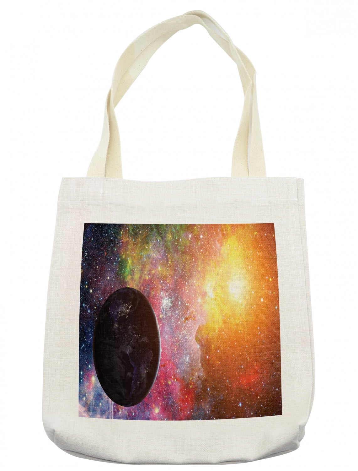 Outer Space Tote Bag, Illustration of Earth and Milky Way Outer Space ...