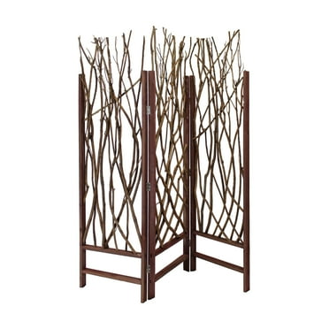 DecMode 40" x 80" Light Brown Teak Wood Tree Handmade Single Panel Room ...