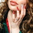 Allkem Daring Red Press on Nails | Glossy Medium Long Ballerina | 12 ...