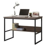Drevy Weathered Grey Finish Large Computer Desk with Bookshelf, Office ...