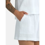Time and Tru Women's Double Cloth Short Set, Sizes XS-XXXL - Walmart.com