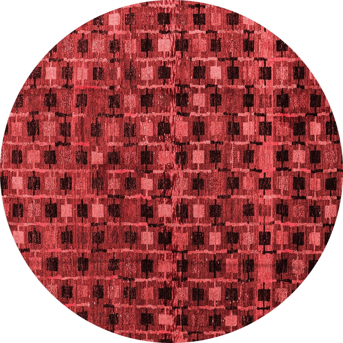 Ahgly Company Indoor Round Abstract Red Modern Area Rugs, 4' Round ...