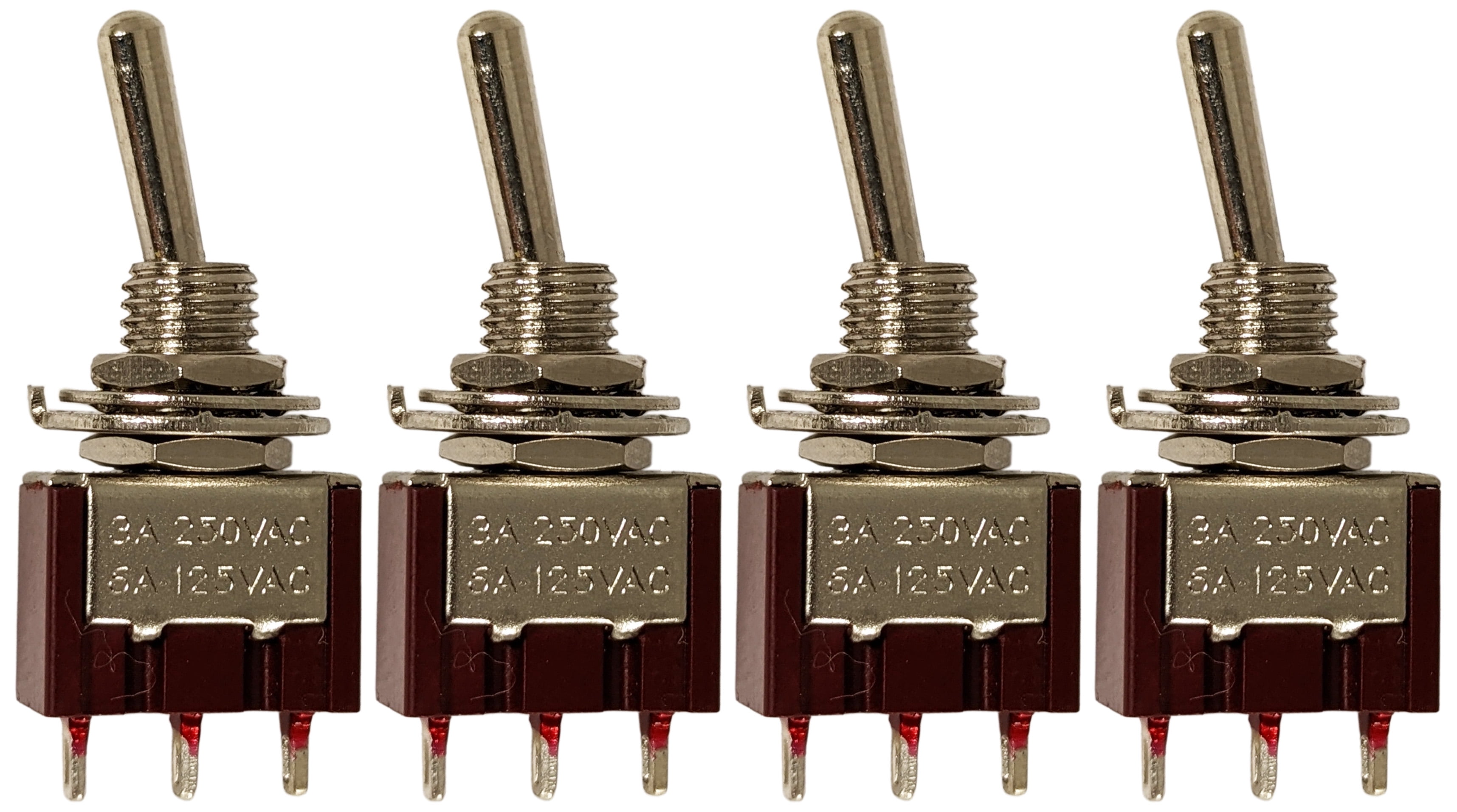 4 Pack Mini SPDT Toggle Switch with 3 Pin Solder Lug Termination, ON-ON ...