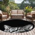 Civet Cat Round Rugs for Living Room 5ft Modern Black White Cat Face ...