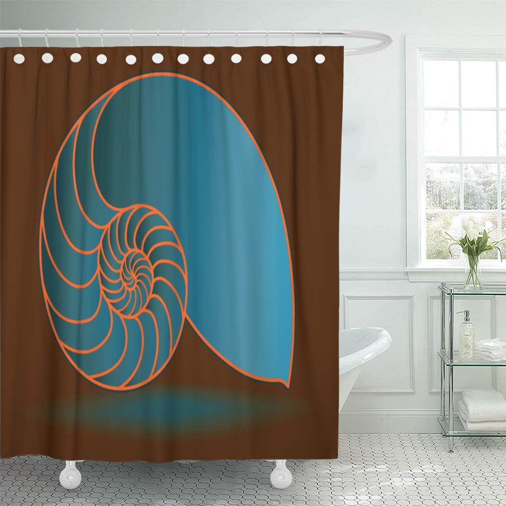 CYNLON Fossil Colorful Shell Nautilus Orange Spiral Snail Half Bathroom ...