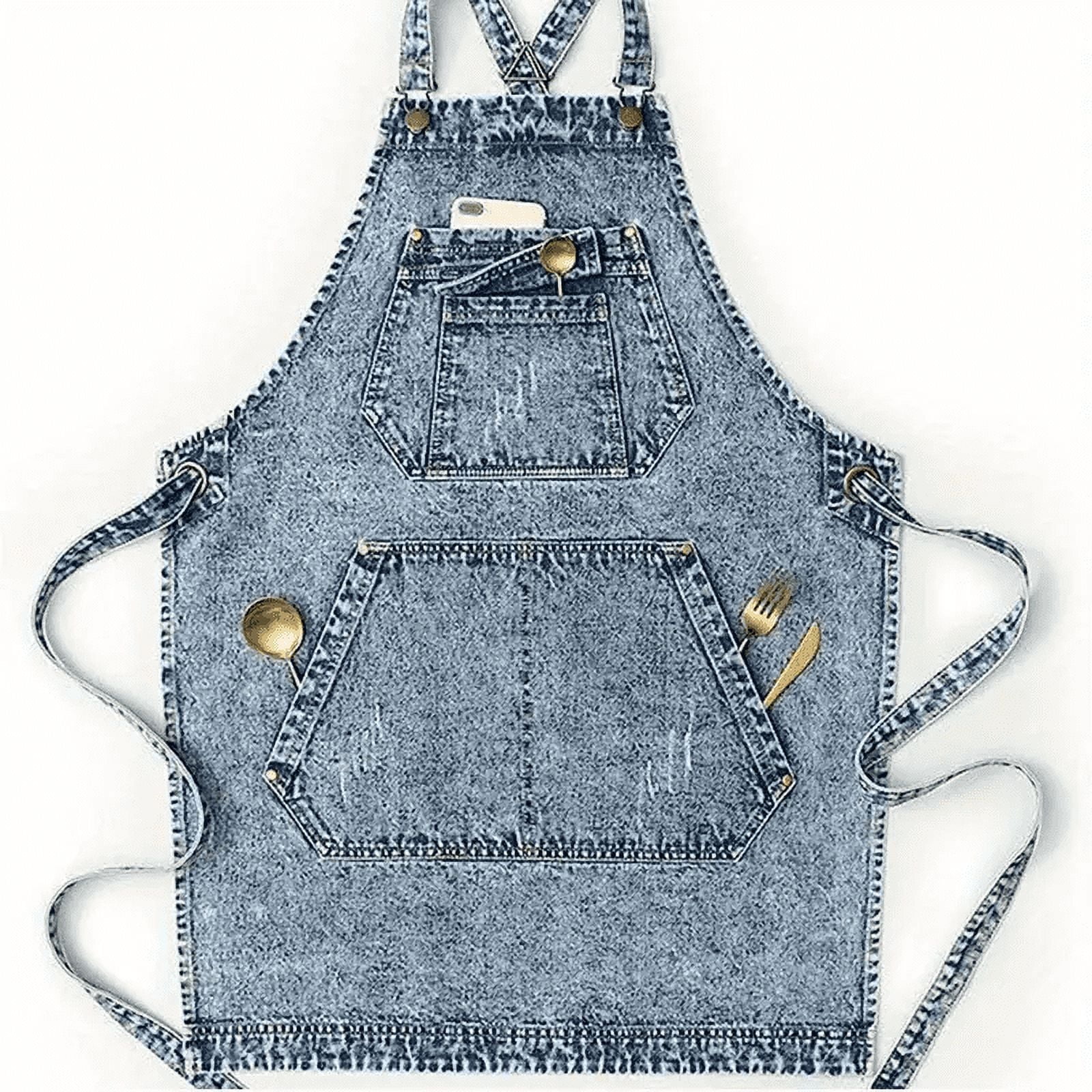Click here for Unbranded 1pc Blue Denim Artist Work Apron With Po... prices