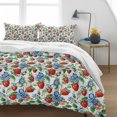 4 Piece Duvet Cover Set Cal king, Spring Red Strawberry Blue Flower ...