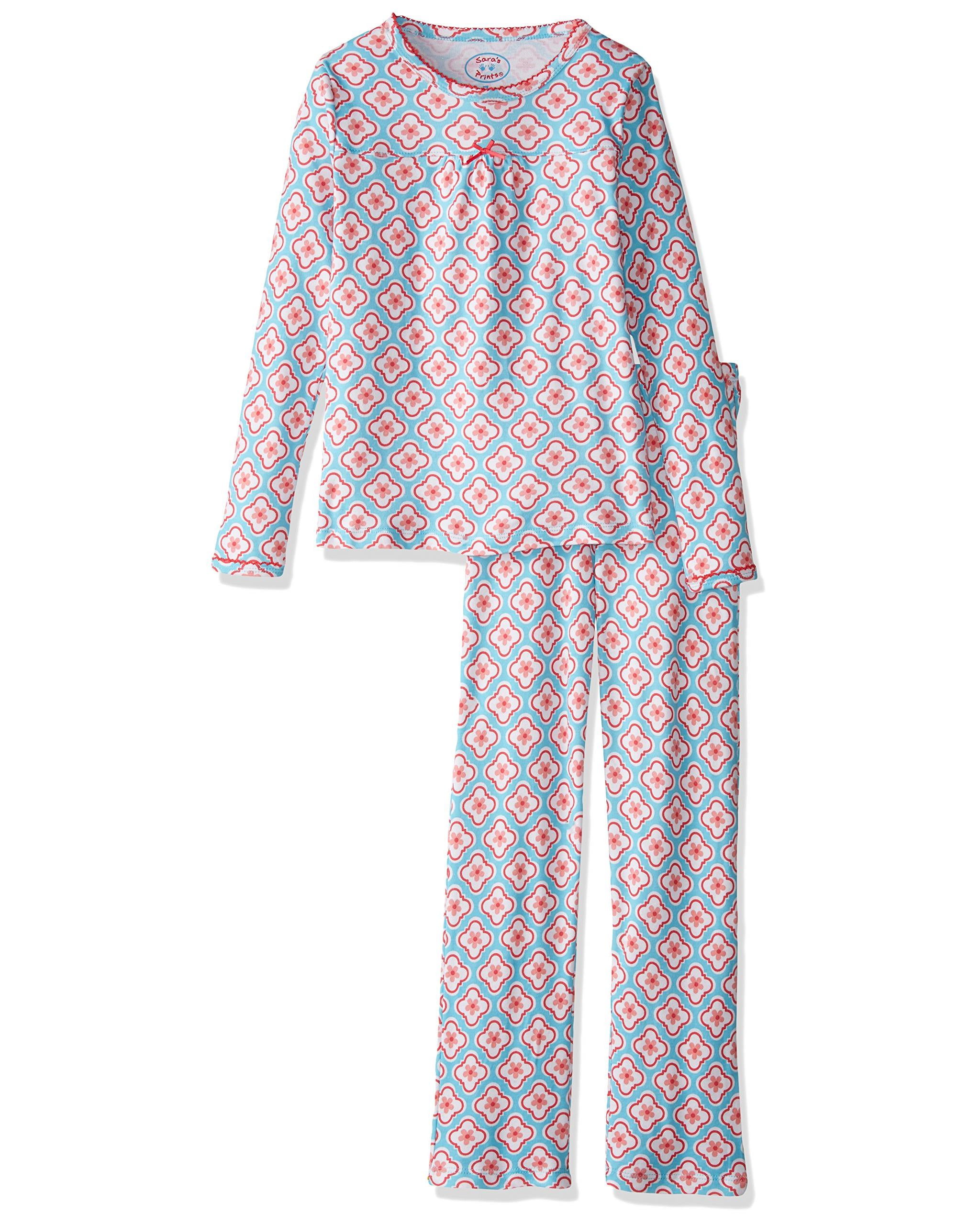 Saras Prints Girls Two-Piece Pajama Set Female, Quatrefoil, Size: 3T ...