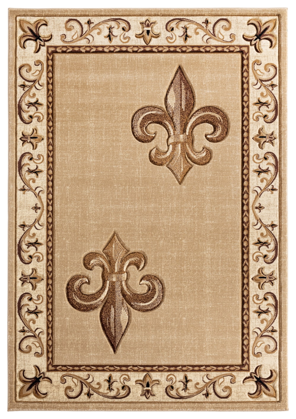 Designer Home Swan Area Rug 2050 11226 Lilium Beige Flur De Lis Curls 1 ...
