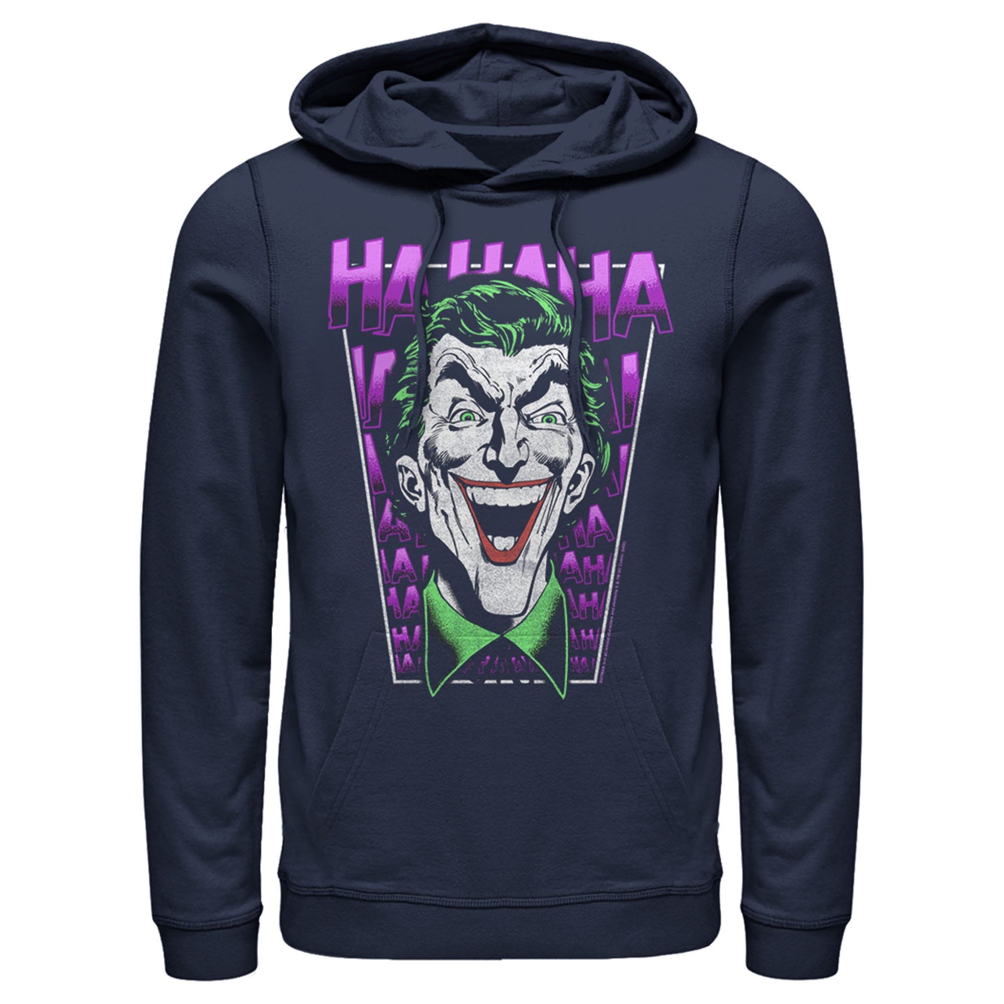 Men's Batman Joker Ha Ha Frame Pull Over Hoodie Navy Blue Large ...