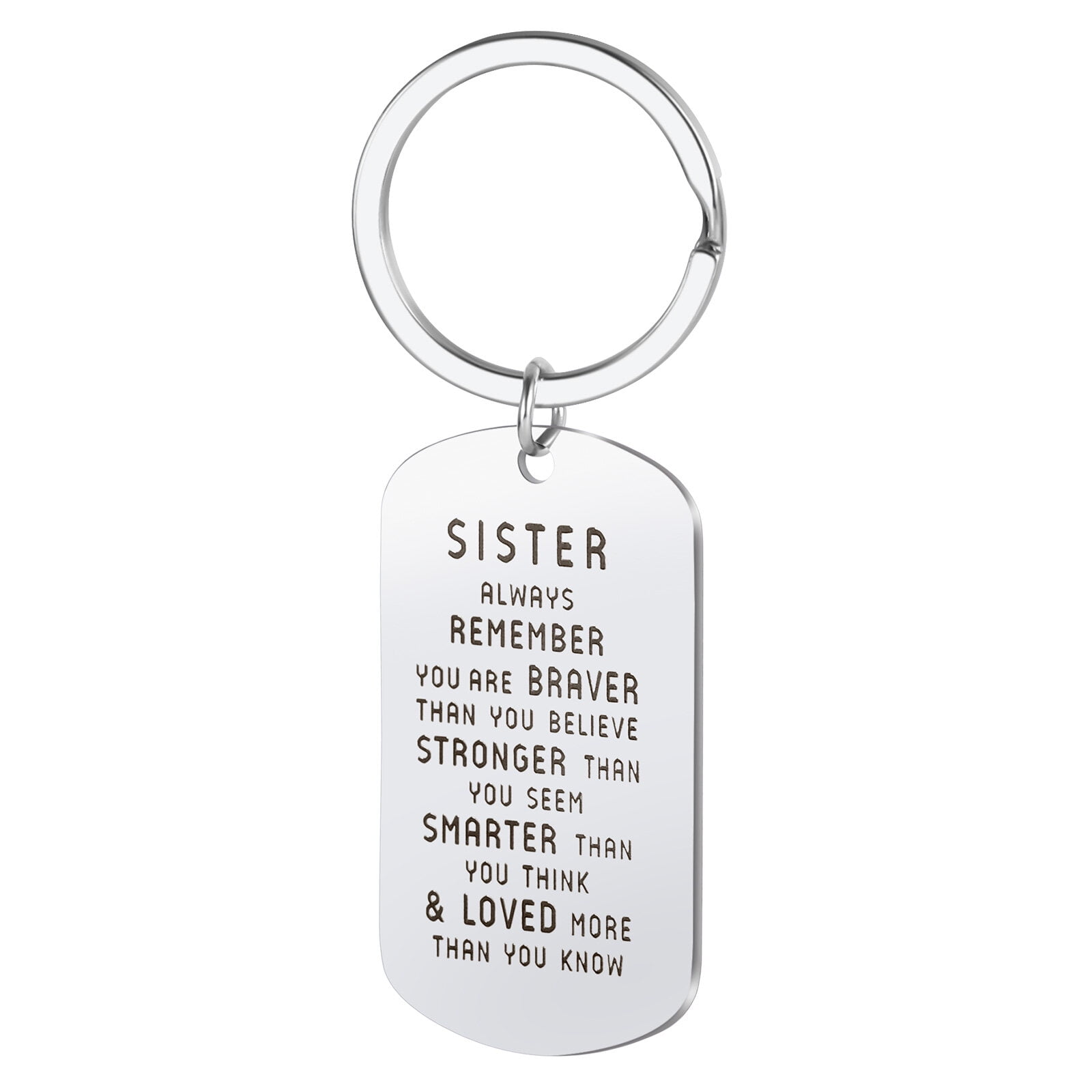 DALX Stainless Steel Inspirational Tag Keychain Sister Brother You Are ...