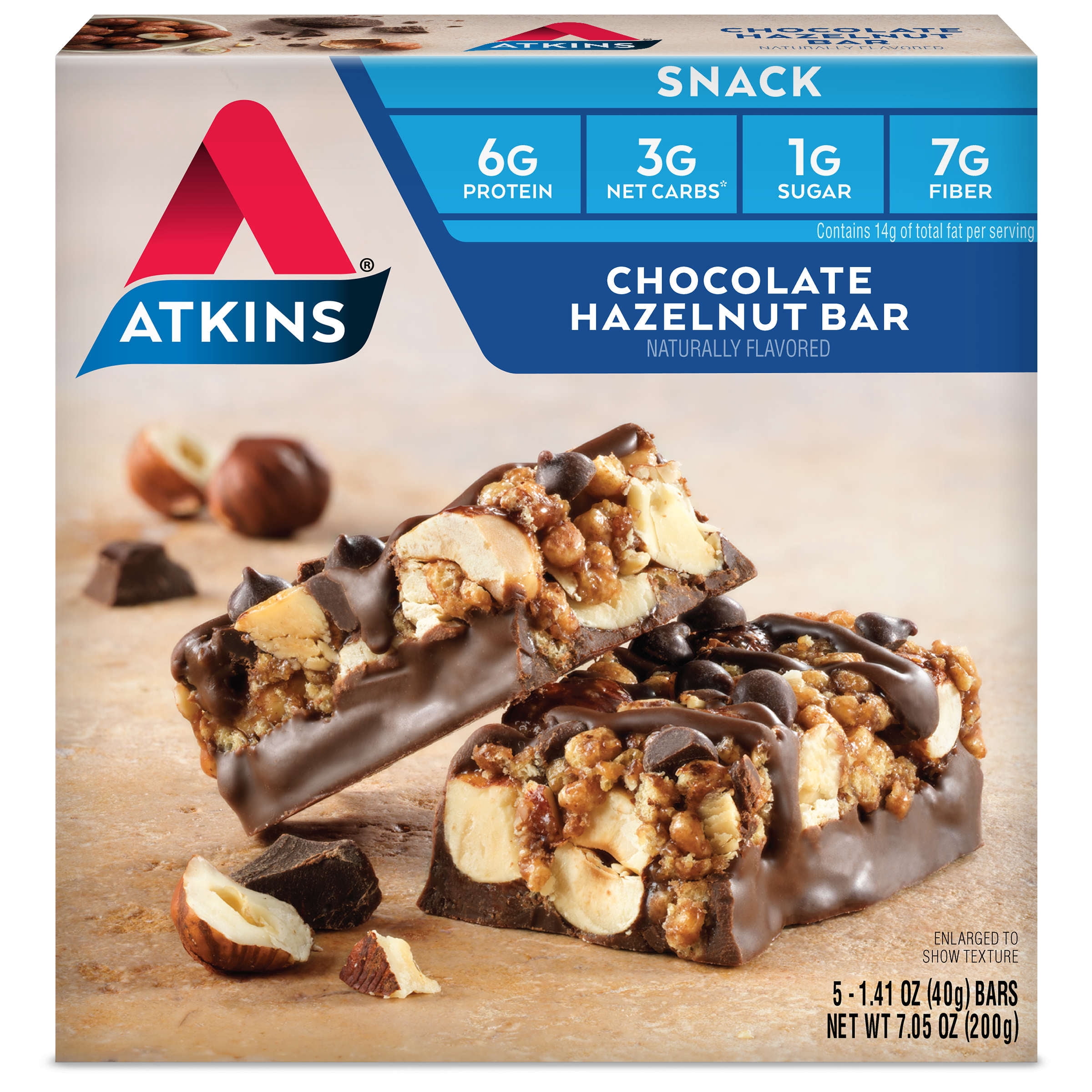 Atkins Chocolate Hazelnut Bar 1 4oz 5 pack Snack Walmart