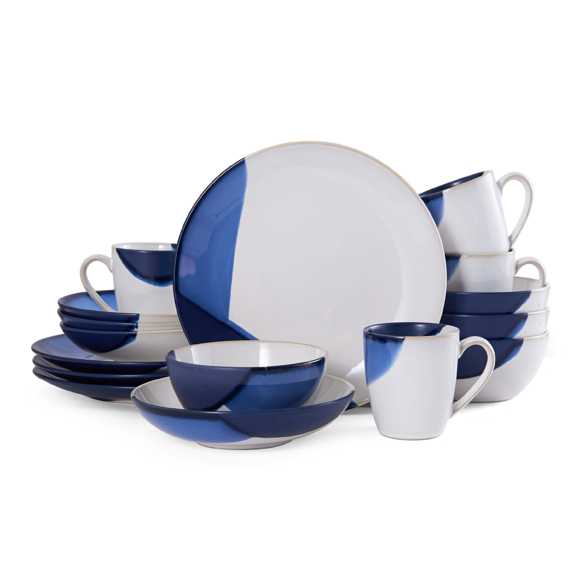 gourmet basics caden blue 16-pc. dinnerware set - Walmart.com