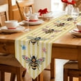 Bees Flowers Table Runner Linen Burlap Table Runner 90 Inches Long ...