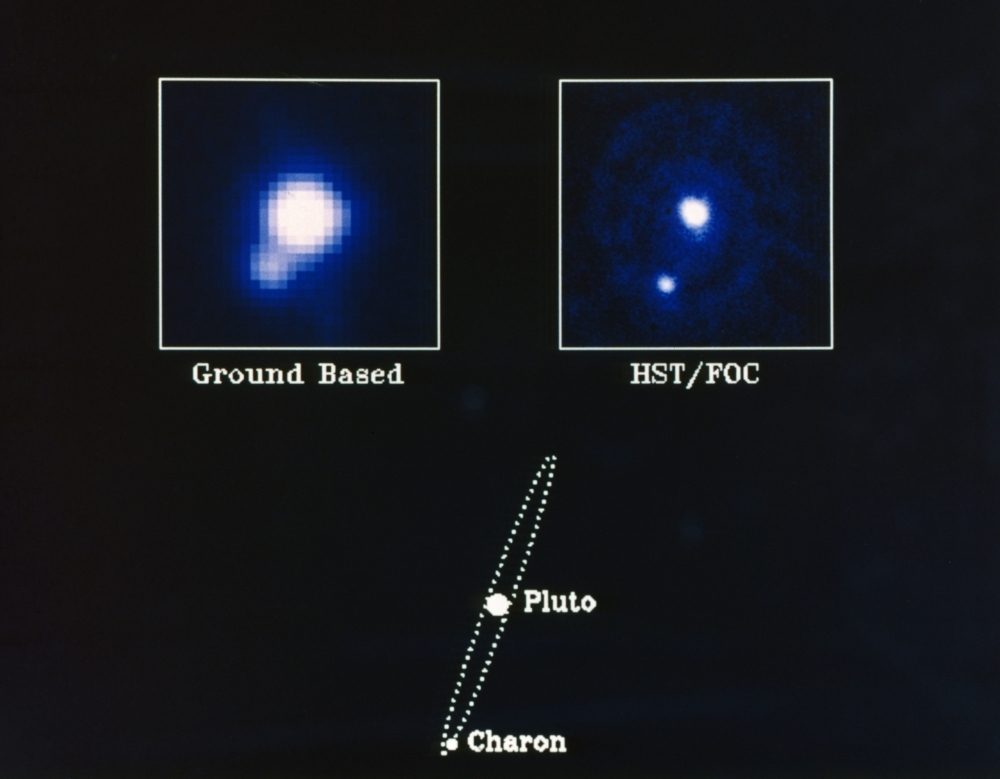 Pluto, 1990. /Nleft: Ground-Based Photograph Of Pluto And Its Moon ...