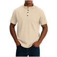 BRGZLK Men's Henley Shirts Solid Color Short Sleeve Stand Collar ...