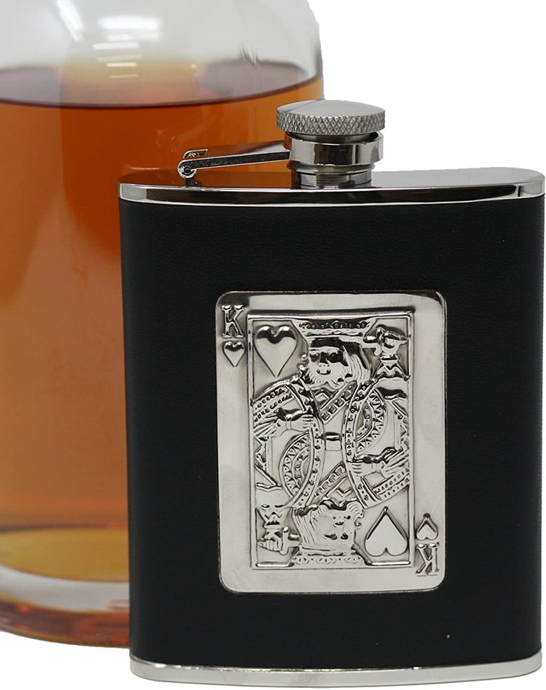 Stainless Steel Pocket Alcohol Liquor Flask Wrapped in Faux Leather ...