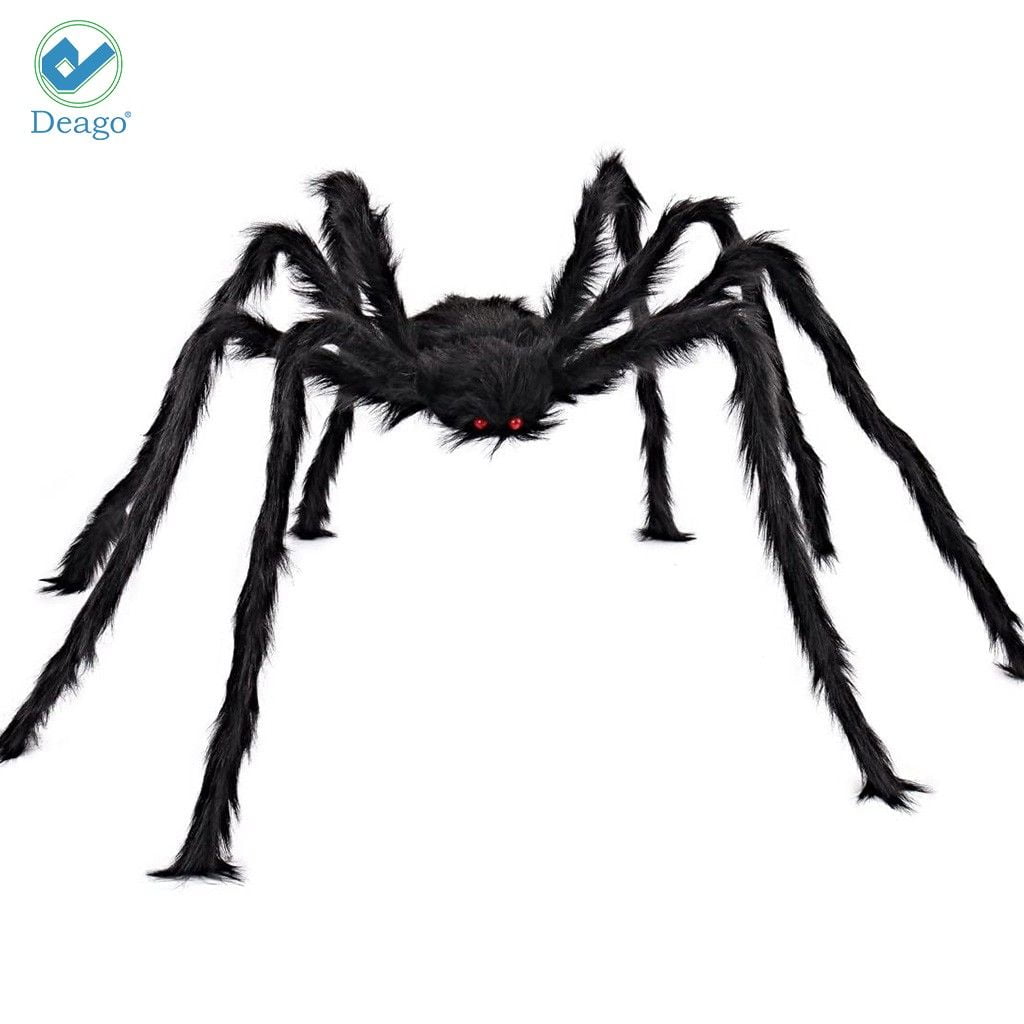 Deago 5ft Large Halloween Realistic Hairy Spiders Posable Furry Black ...