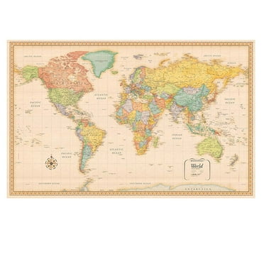 Map of the World, vintage (mercator projection) Poster (36 x 24 ...