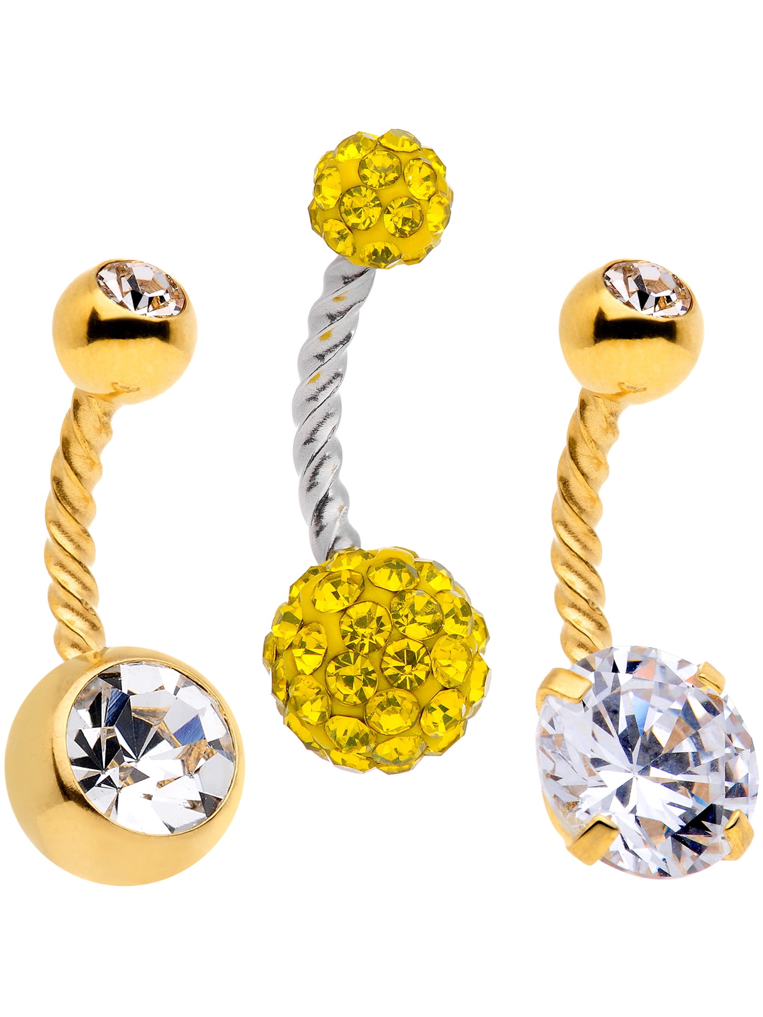 Body Candy 3PC Bonus Pack Anodized Steel Twisted Belly Button Rings ...