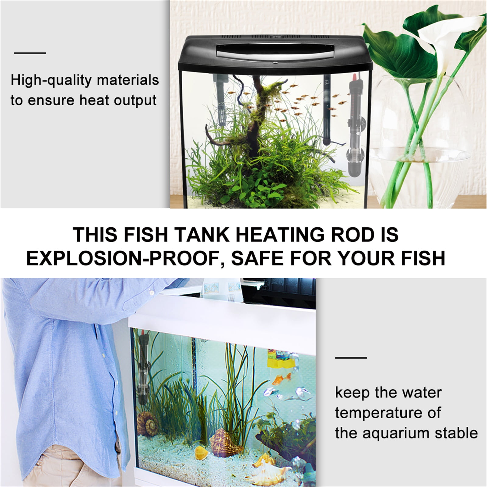 Buy 50W Fish Tank Heating Rod Automatic Fish Bowl Aquarium Heater with ...