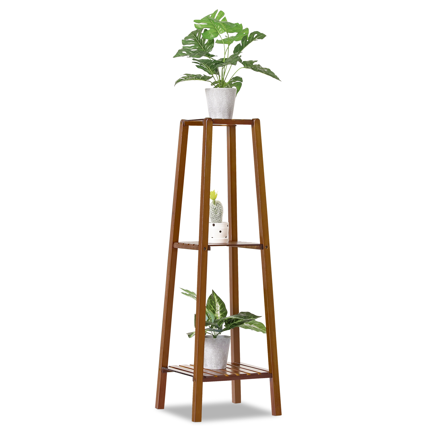 Magshion Bamboo 3 Tiers Trapezoid Plant Stand, Flower Storage Rack ...