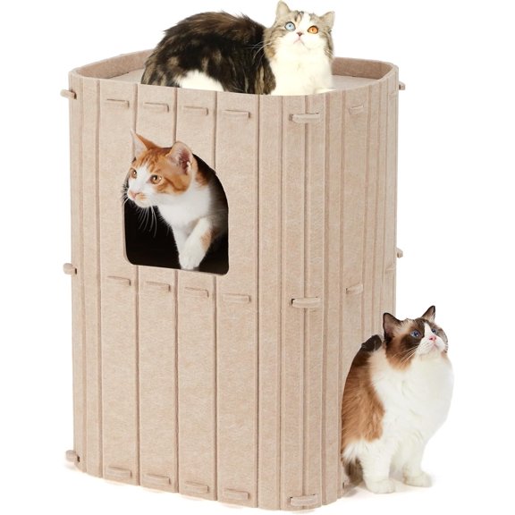Petfamily Indoor TV Cat Condo Bed, House with Scratching Pad, Washable ...