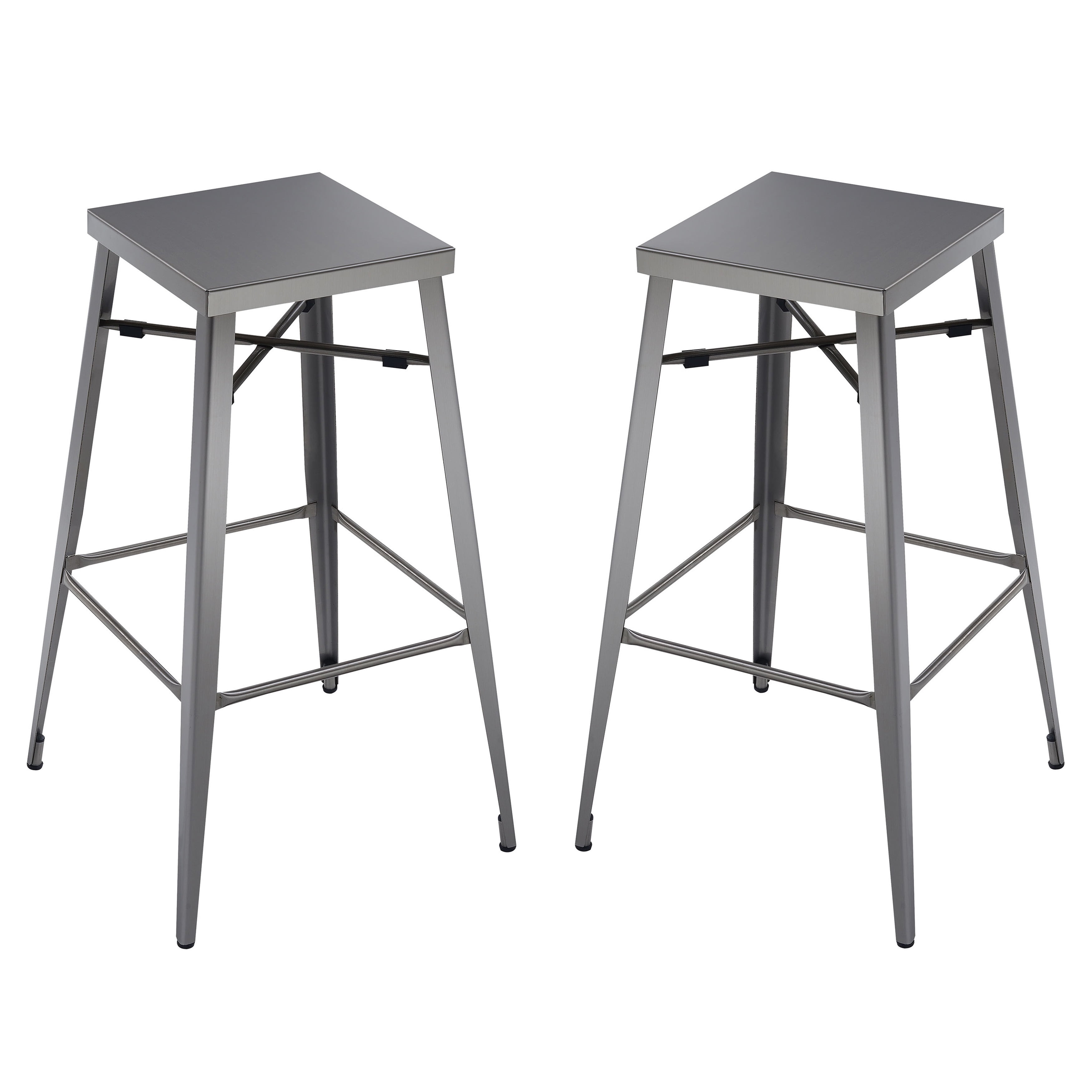 Furniture of America Merin Metal 30" Bar Stools - Set of 2, Gun Metal ...