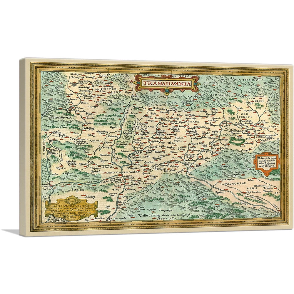 ARTCANVAS Transylvania 1612 Canvas Art Print by Abraham Ortelius - Size ...