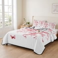 78x90in Quilt Bedding Set, Watercolor Pink Cherry Blossoms Floral ...