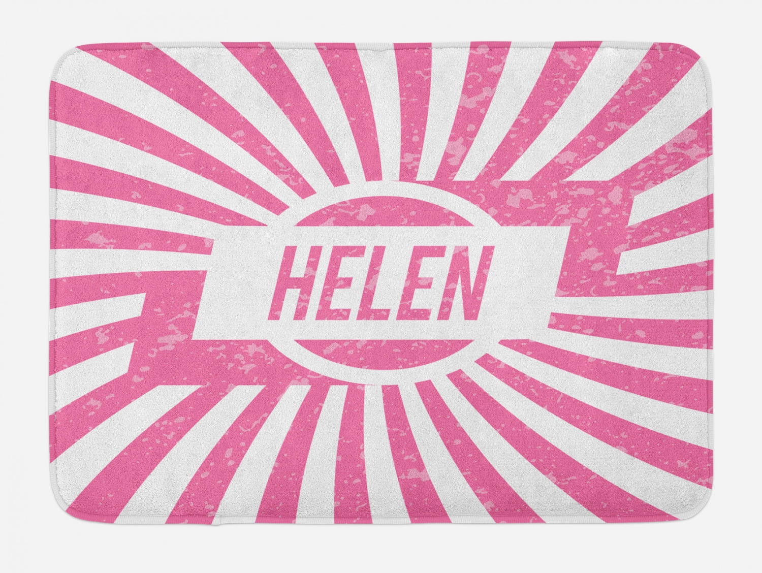 Helen Bath Mat, Retro Style Inspired Composition with Weathered Looking ...